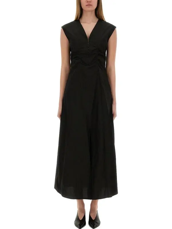 ALYSI Long Poplin Dress - Black