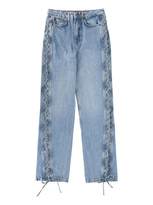 Remain Birger Christensen Straight Fit Jeans With Lace Detail - Blue