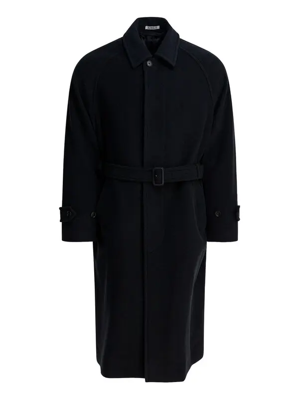 Auralee Long Wool Overcoat - Black