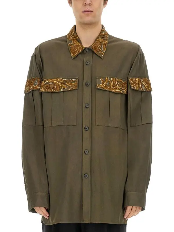 Dries Van Noten Shirt With Embroidery - Brown