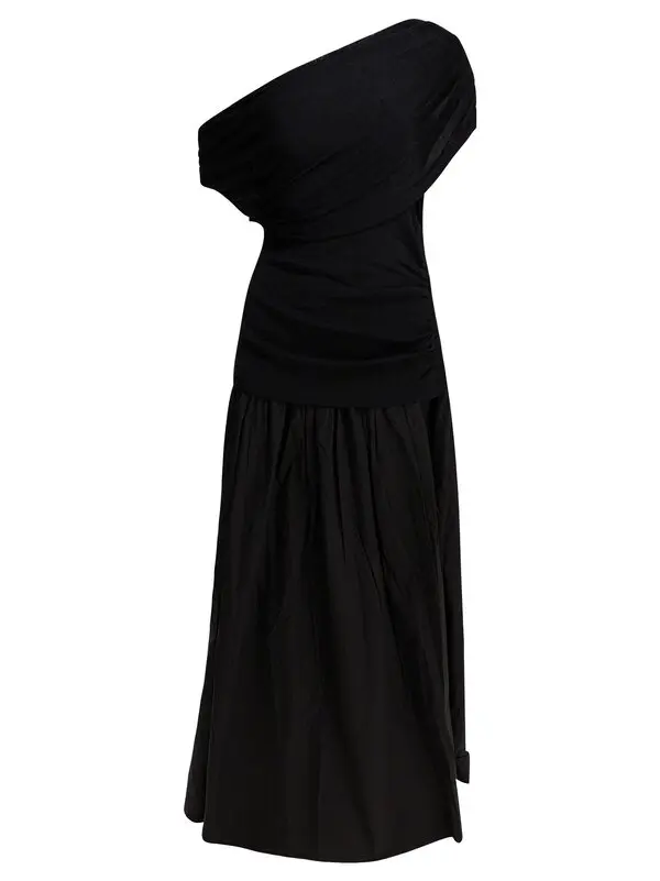 SELF-PORTRAIT Draped Midi Dress - Black