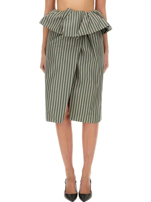 Dries Van Noten Striped Cotton Midi Skirt - Multicolour