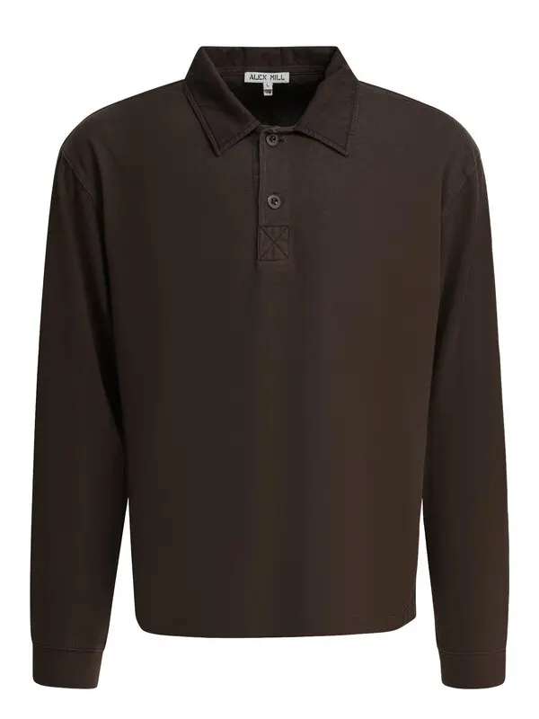 ALEX MILL Cotton 'rugby' Polo Shirt - Brown