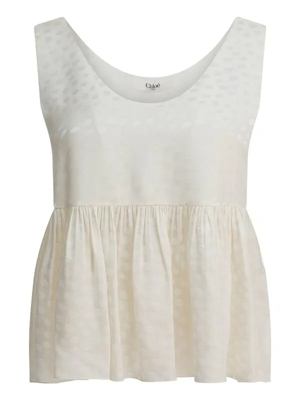 Chloé Silk Peplum Top - White