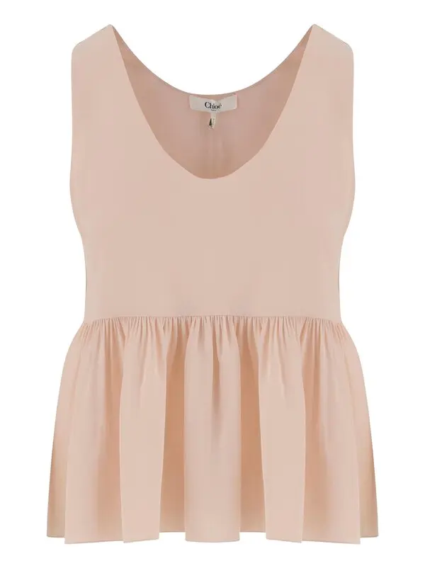 Chloé Silk Crepe Ruffled Top - Pink