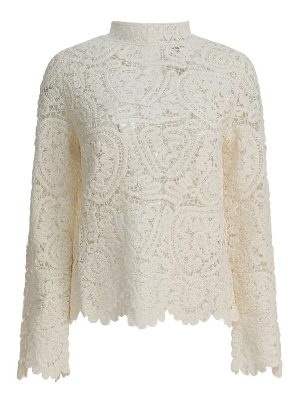 Loulou De Saison Perforated Silk 'wade' Sweater - White