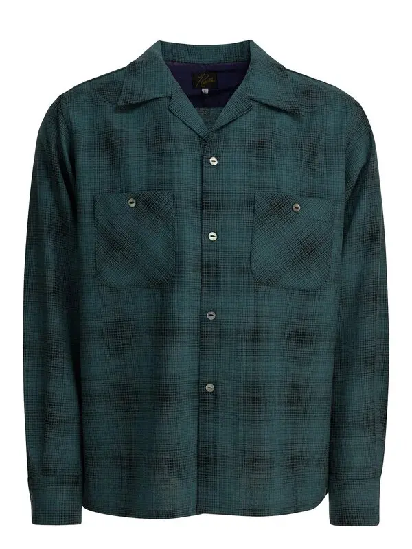 Needles Checked Wool 'one Up' Shirt - Green