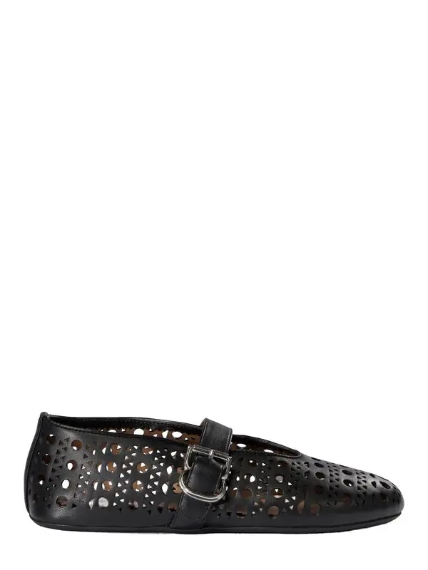 Alaïa Perforated Mary Jane Ballet Flats - Black
