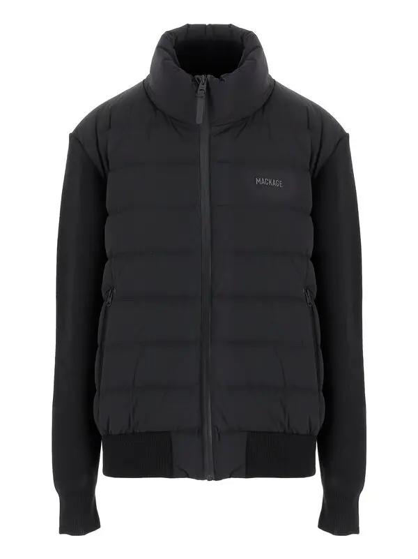 Mackage Stretch Wool Blend Jacket With Logo - Black