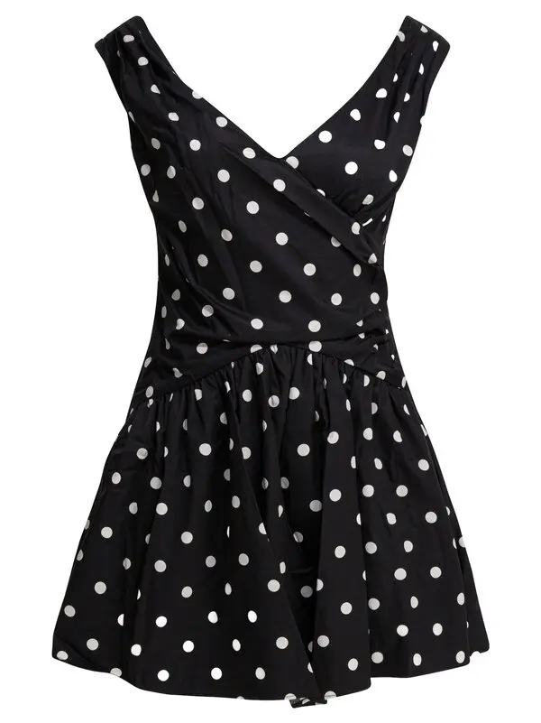 SELF-PORTRAIT Polka Dot Flared Dress - Black
