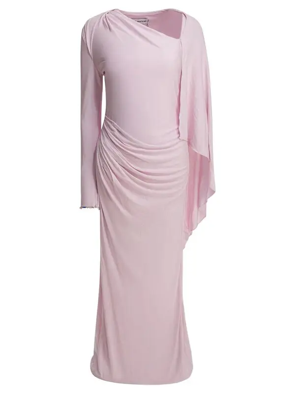 SELF-PORTRAIT Long Draped Jersey Dress - Pink