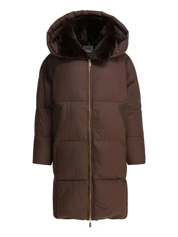 Max & Moi Long Down Jacket With Hood - Brown