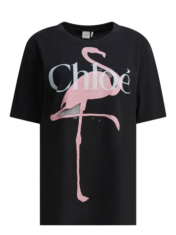 Chloé Cotton T-shirt With Logo - Black