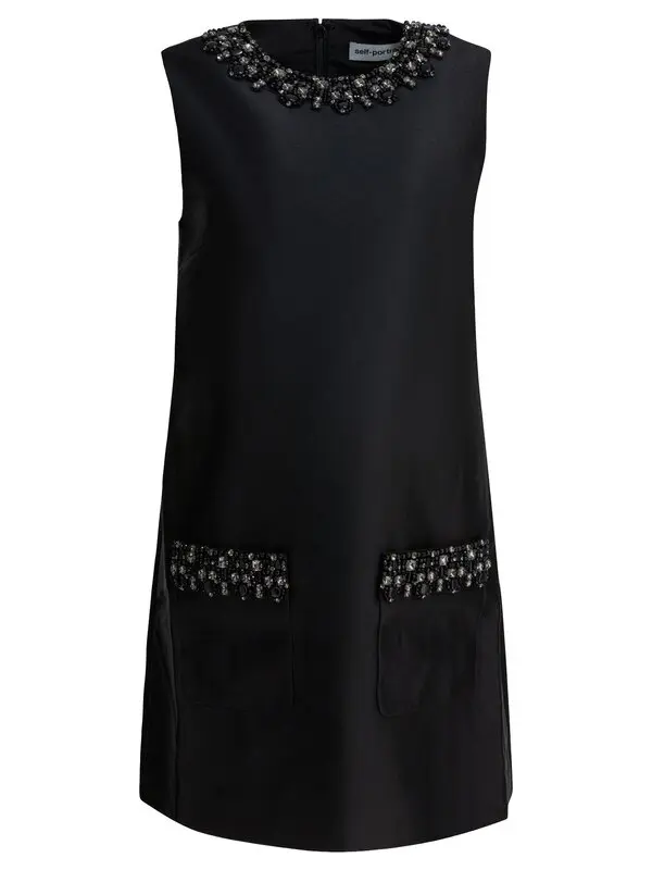 SELF-PORTRAIT Embellished Sheath Dress - Black