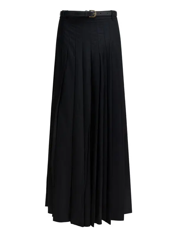 SELF-PORTRAIT Long Pleated Skirt - Black