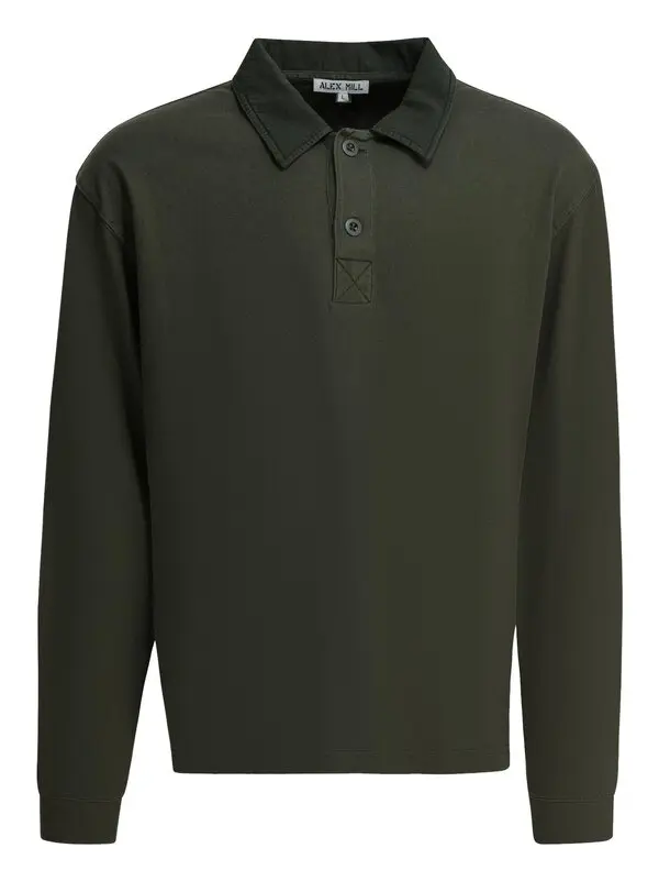 ALEX MILL Cotton 'rugby' Polo Shirt - Green