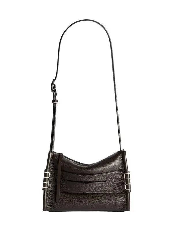 JW Anderson Hammered Leather Shoulder Bag - Dark Brown
