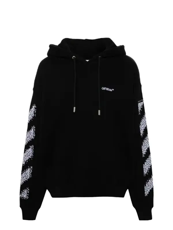 Off White Pixel Diag Skate Hooded Sweatshirt - Black