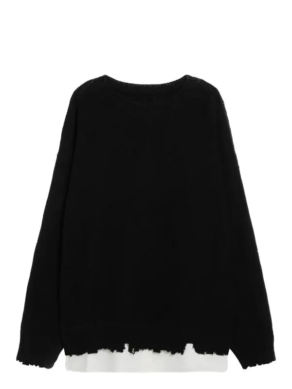 MAISON MARGIELA Cotton Distressed Hem Sweater - Black