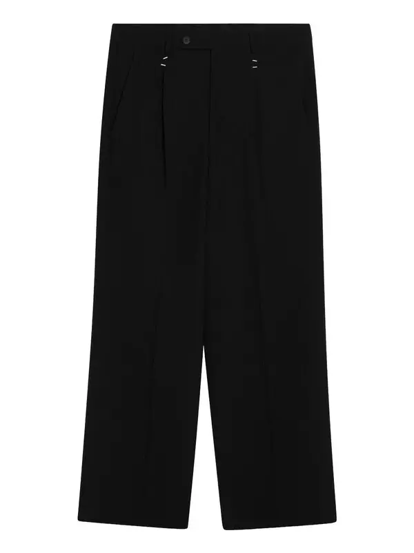 MAISON MARGIELA Wool Blend Trousers With Staples - Black