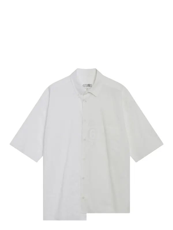 MAISON MARGIELA Two Tone Cotton Poplin Shirt - White