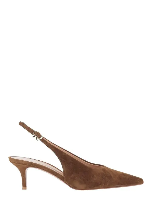 GIANVITO ROSSI Robbie Suede Slingbacks - Brown
