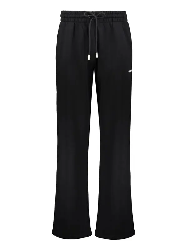 Off White Cotton Track Pants - Black