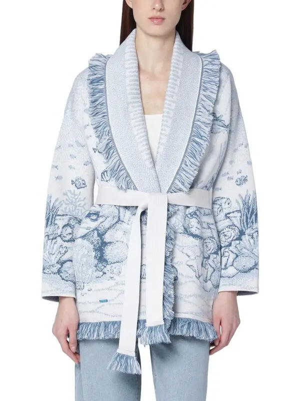 Alanui Deep In The Ocean Jacquard Cardigan - Blue