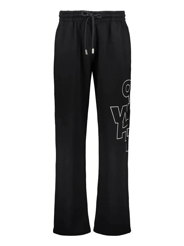 Off White Cotton Track Pants - Black