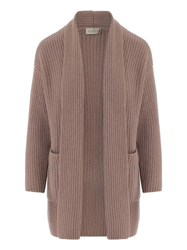 Bruno Manetti Cashmere Ribbed Knit Cardigan - Beige