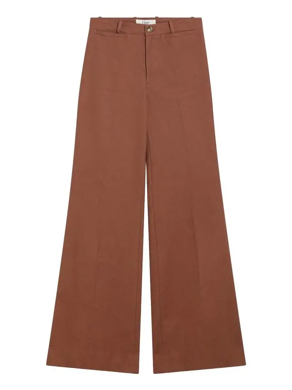 Chloé Flared Cotton Trousers - Beige