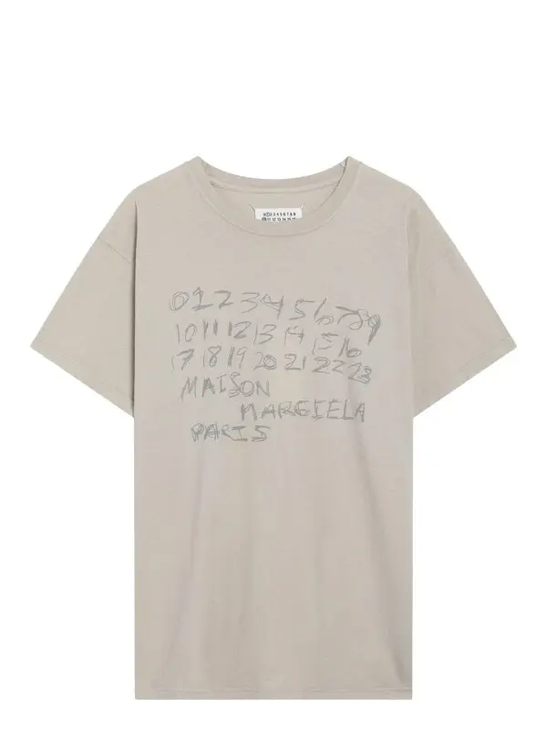 MAISON MARGIELA Cotton T-shirt With Numeric Print - Beige