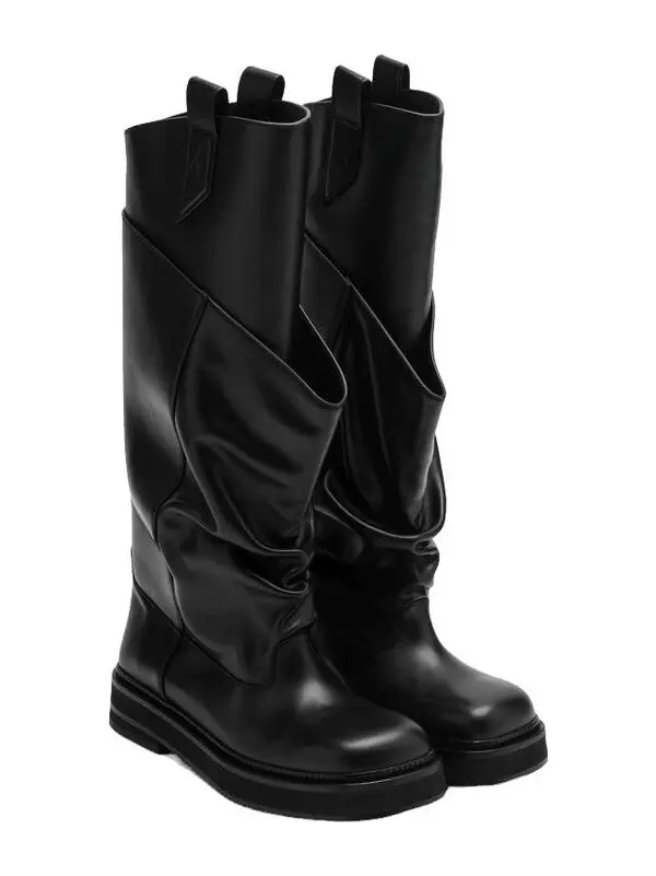 Attico Leather La Passeggiata Boots - Black