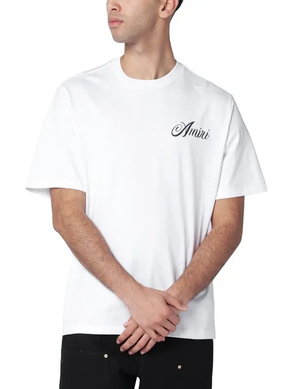 Amiri Cotton T Shirt With Logo Print - White