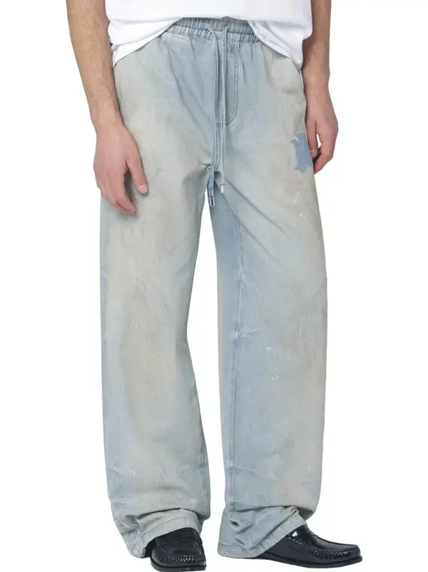 Amiri Baggy Jeans In Cotton Blend - Light Blue
