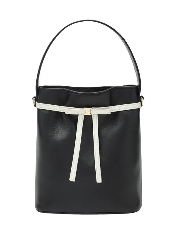 FERRAGAMO Leather Bucket Bag With Bow Detail - Black