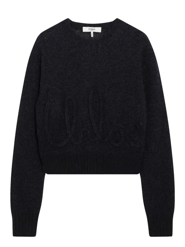 Chloé Alpaca Blend Sweater With Logo - Blue