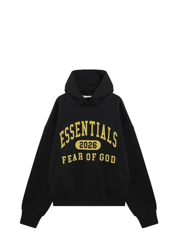 Fear Of God Logo Print Hoodie - Black