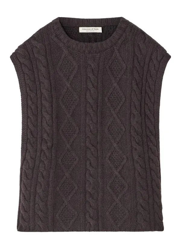 Johnstons Of Elgin Cable-knit Cashmere Tank - Brown
