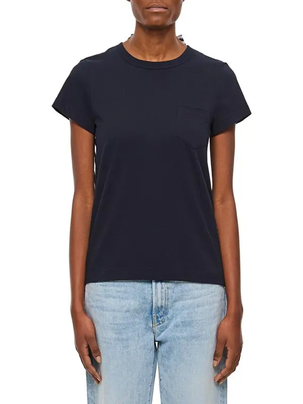 Sacai Hybrid Poplin T-shirt - Blue