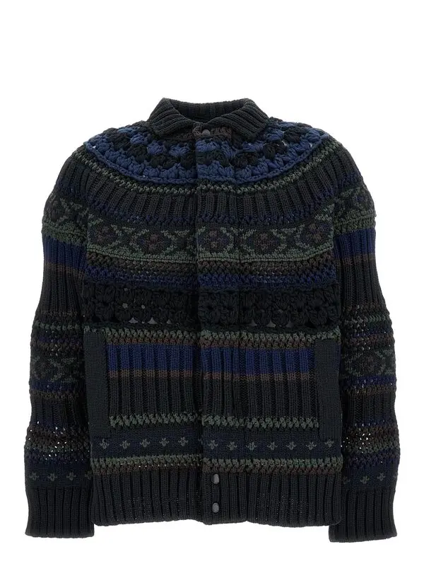 Sacai Knitted Jacquard Jacket - Black