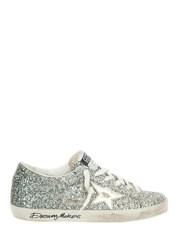 GOLDEN GOOSE Super-star Classic Glittered Sneakers - Silver