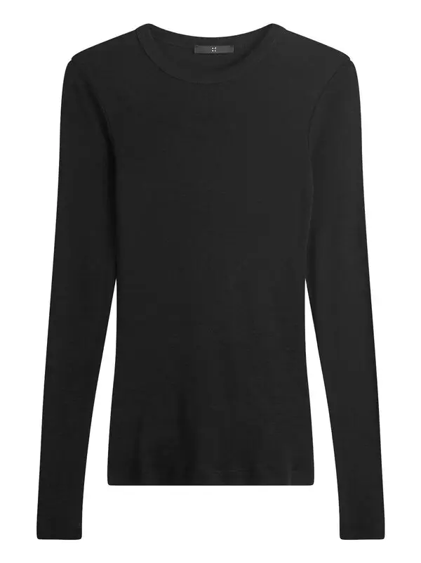 RÓHE Fine Merino Long Sleeve Top - Black