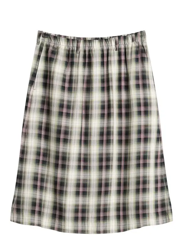 Acne Studios Izetta Check Flannel Midi Skirt - Black/green