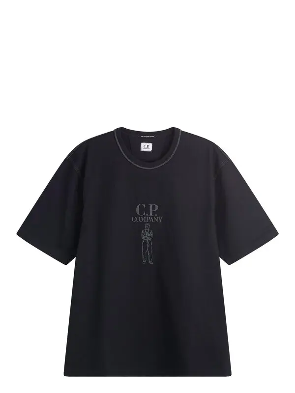C.P. COMPANY 30/2 Embroidered British Sailor Logo T-shirt - Black
