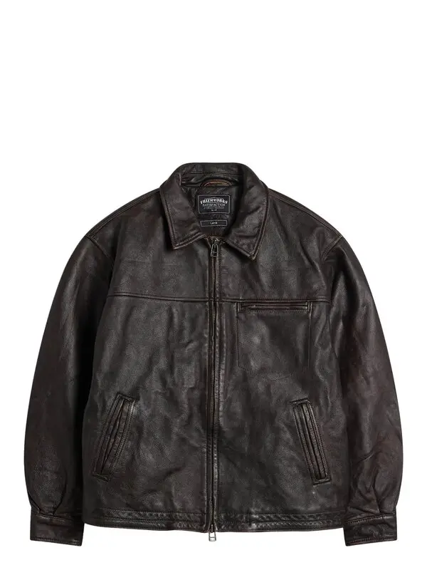 FRIZMWORKS Destroyed Cowhide Leather Jacket - Washed Brown