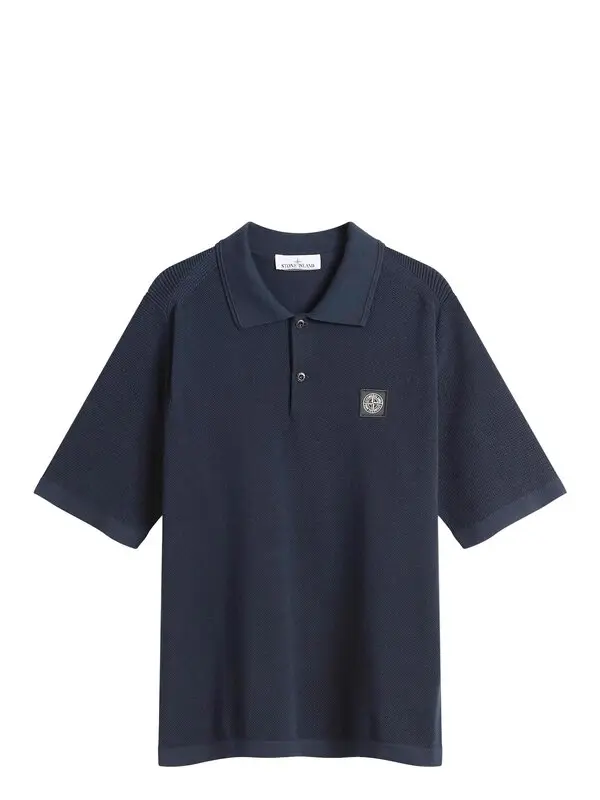 Stone Island Micro Stitch Knit Polo - Navy Blue