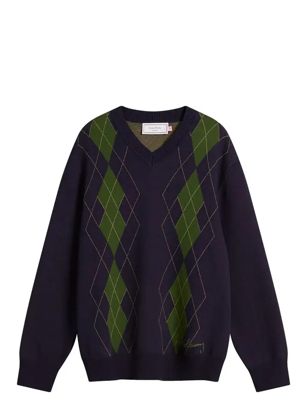 HOUSE OF SUNNY Argyle Jumper - Navy