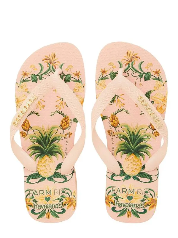 Farm Rio Pineapple Beauty Flip Flops - Light Pink