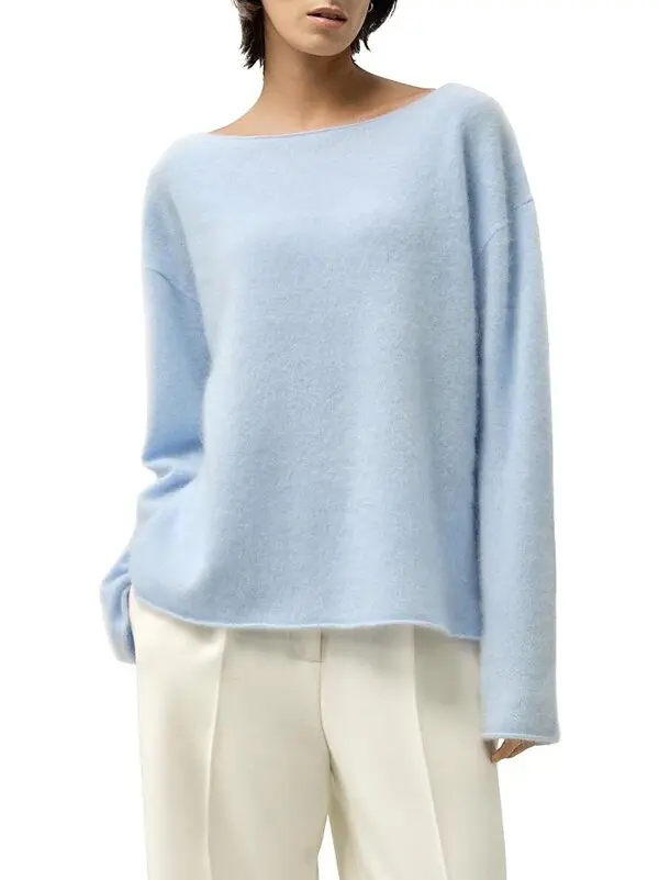 Lilysilk Boat-neck Brushed Cashmere Sweater - Illusion Blue